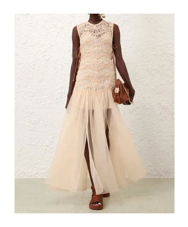 Zimmermann Illuminate Macrame Maxi Dress - Cream