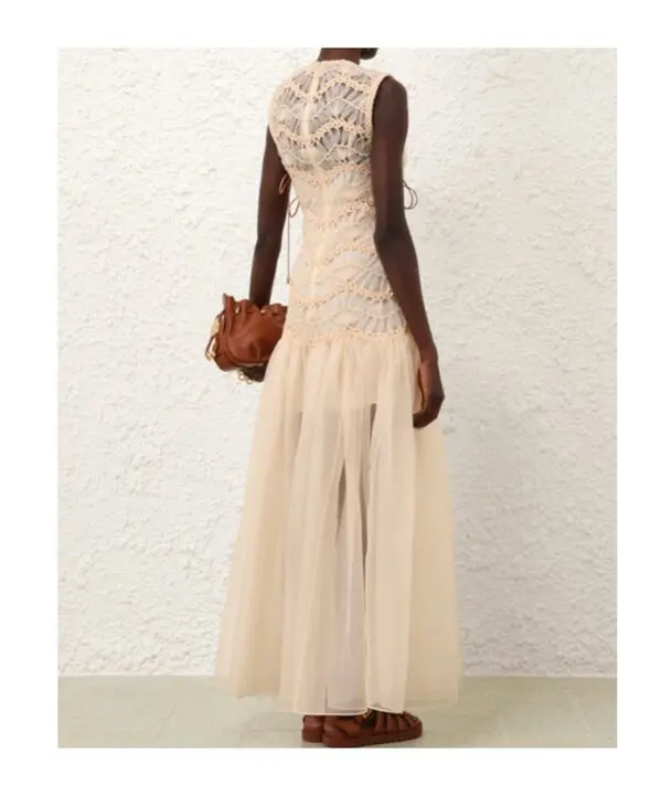 Zimmermann Illuminate Macrame Maxi Dress - Cream