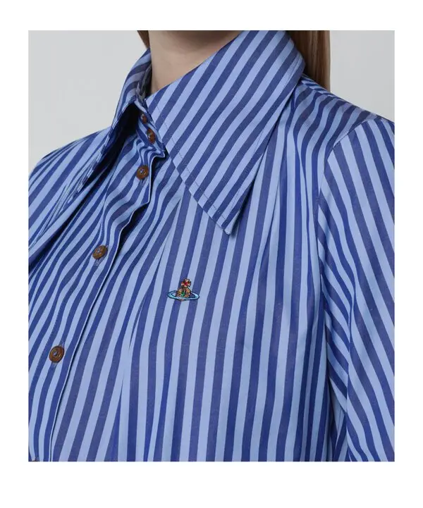 VIVIENNE WESTWOOD Striped Short Sleeve Shirt With Orb Logo Embroidery
