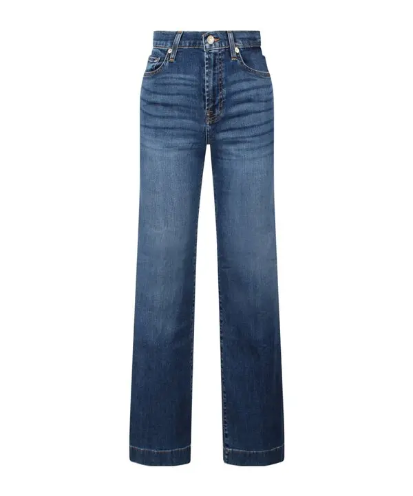7 For All Mankind Stretch Cotton Wide Leg Jeans - Blue