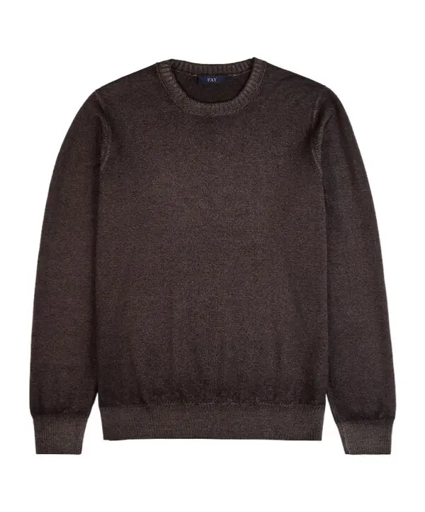 FAY Crewneck Jumper With Embroidered Logo - Black