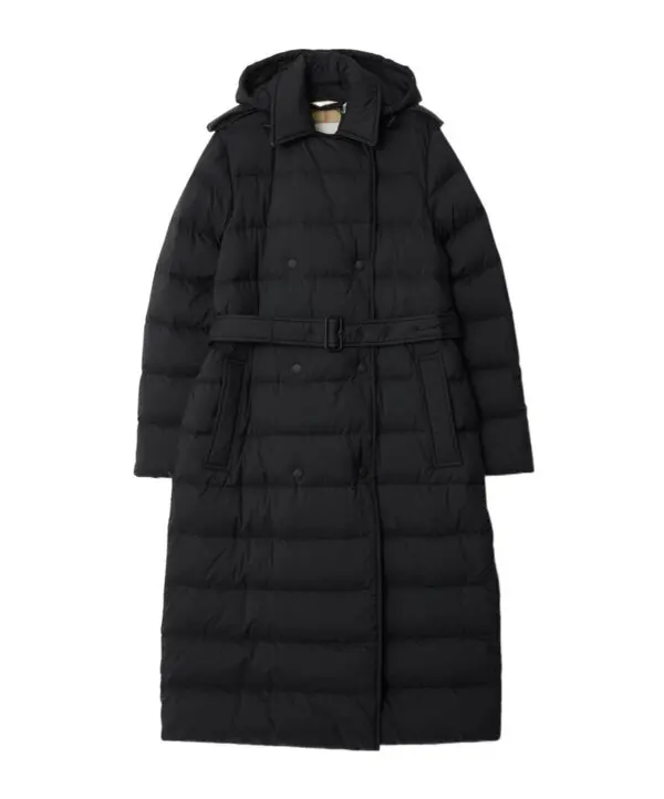 Burberry Belted Hooded Padded Trench Coat - Black