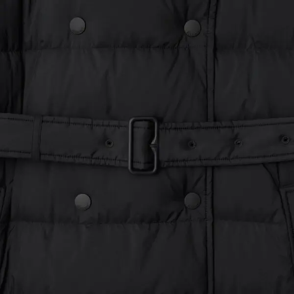 Burberry Belted Hooded Padded Trench Coat - Black