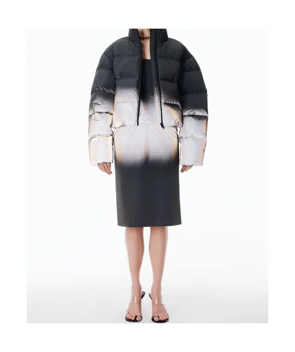 Alexander Wang Cropped Puffer Jacket - Silver/black