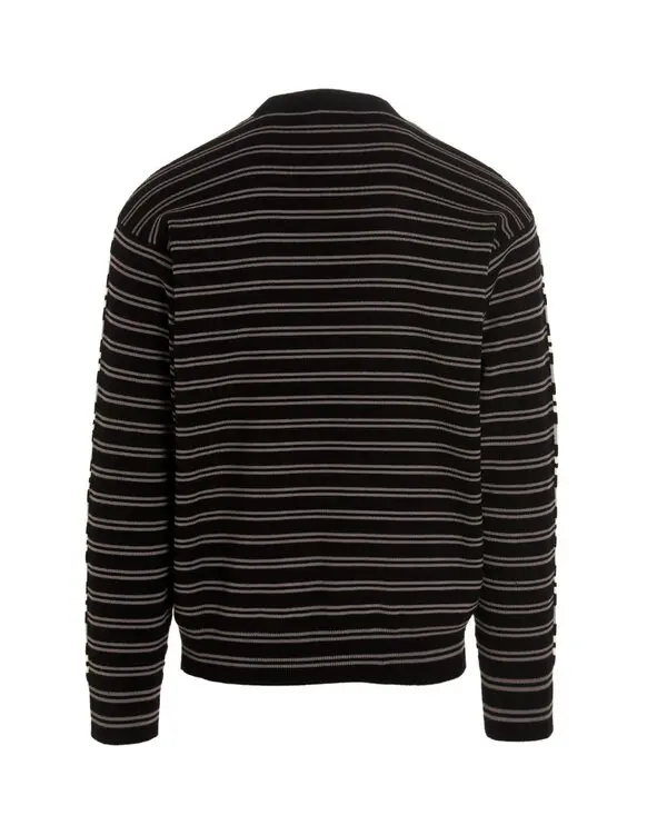 Kenzo Floral Embroidered Striped Knitted Sweater - Black
