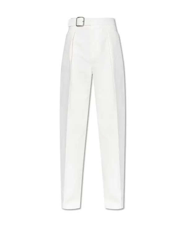 JIL SANDER Belted-waist Cotton Palazzo Pants - White