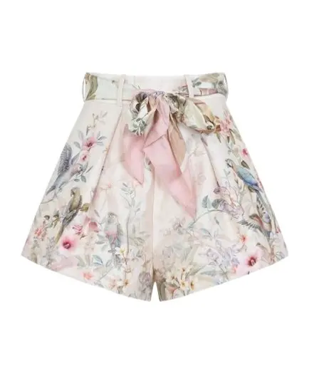 Zimmermann Rebellion Tuck Floral Printed Shorts - White
