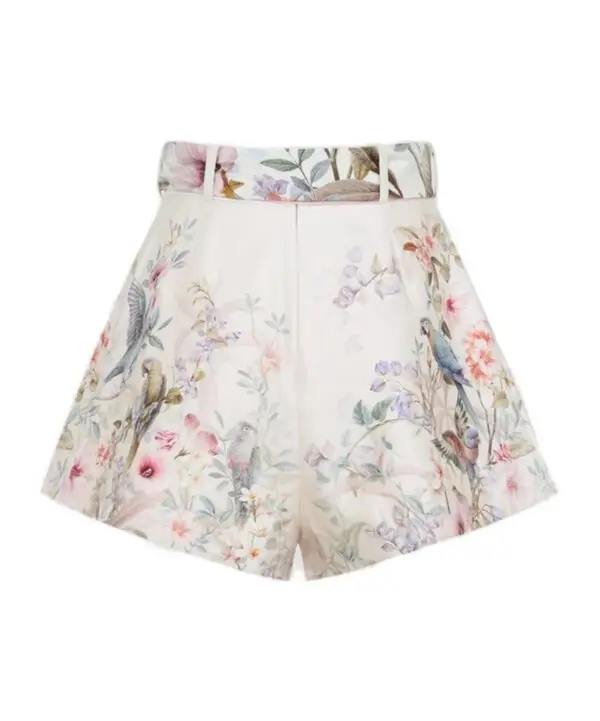 Zimmermann Rebellion Tuck Floral Printed Shorts - White