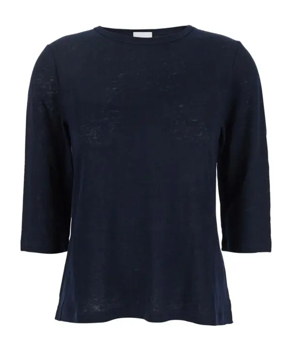 ALLUDE Boat Neck Long Sleeve Sweater - Blu