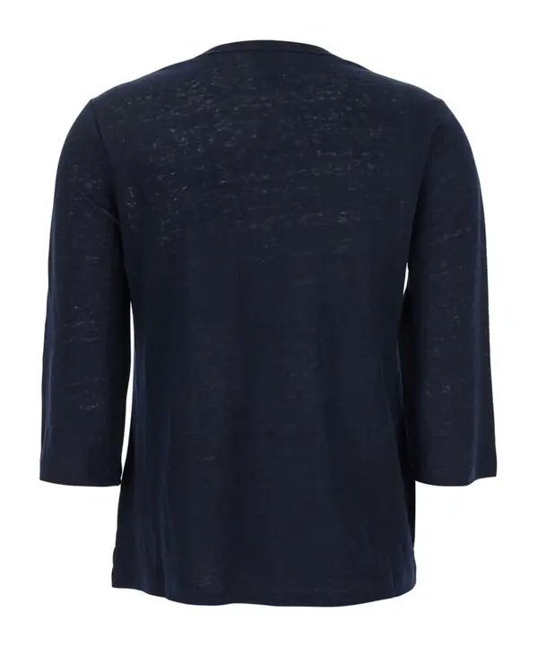 ALLUDE Boat Neck Long Sleeve Sweater - Blu