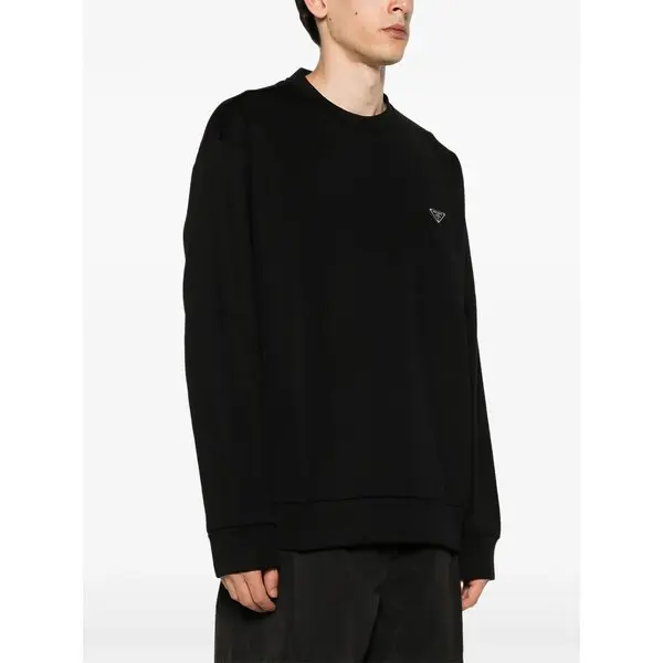 Prada Logo Plaque Round-neck Sweatshirt