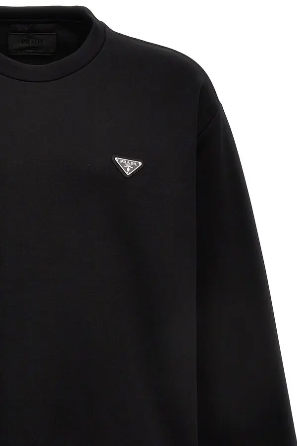 Prada Logo Plaque Round-neck Sweatshirt