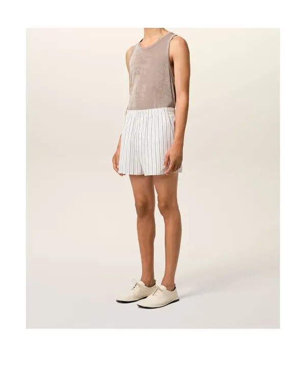 AMI Paris Striped Shorts With Logo Detail - White