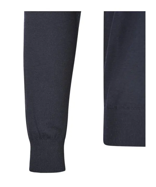 Malo Ribbed Trim Virgin Wool Sweater - Black