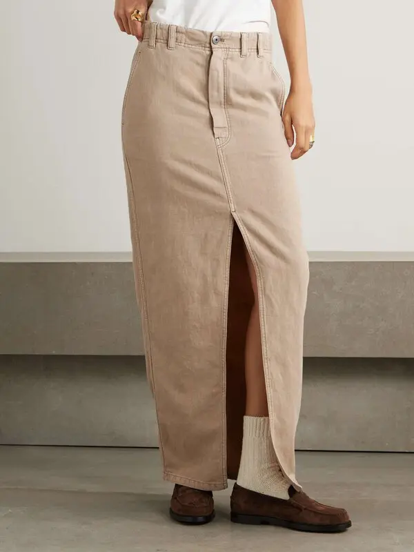 Brunello Cucinelli Logo Patch High-waisted Skirt
