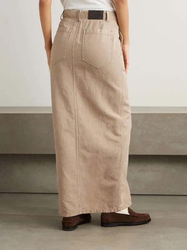Brunello Cucinelli Logo Patch High-waisted Skirt