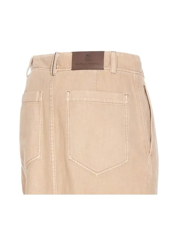 Brunello Cucinelli Logo Patch High-waisted Skirt