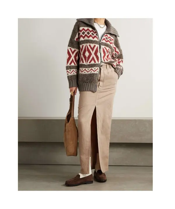 Brunello Cucinelli Logo Patch High-waisted Skirt