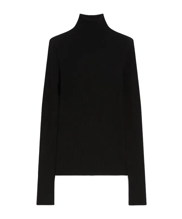 Sportmax Niagara Ribbed Wool Turtleneck Jumper - Black