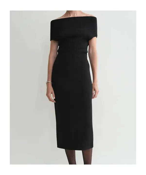 TOTEME Off-shoulder Ribbed Midi Dress