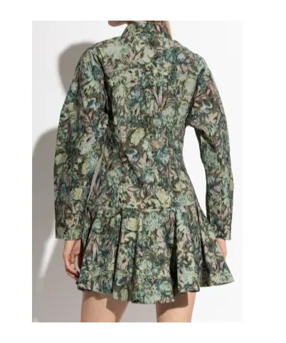 GANNI Tapestry Floral Shirt Dress - Green