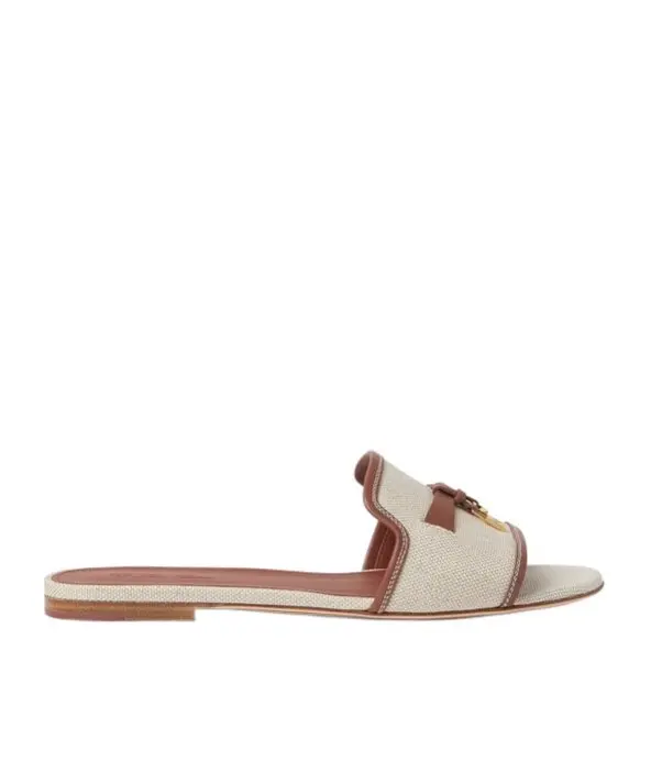 Loro Piana Charm Detail Flat Sandals - Natural/caramel