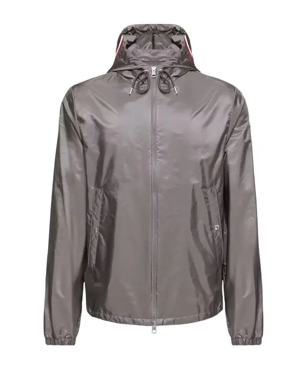 Moncler Logo Patch Zip-up Hooded Jacket - Grey