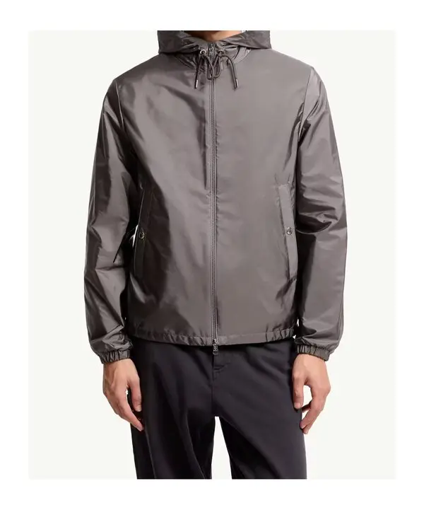 Moncler Logo Patch Zip-up Hooded Jacket - Grey