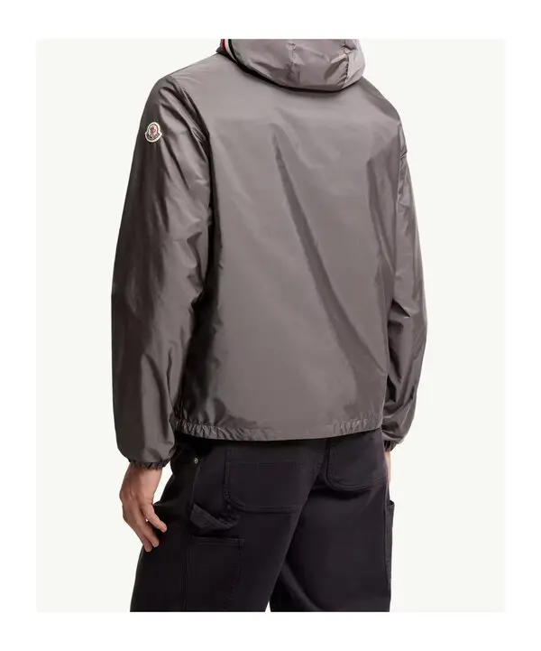Moncler Logo Patch Zip-up Hooded Jacket - Grey