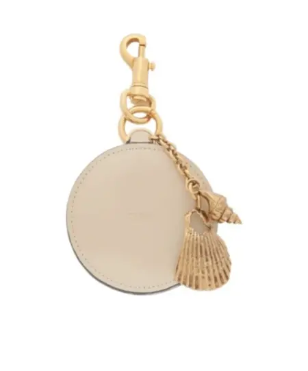Chloé Mirror-detail Leather Keyring - Vegetable Beige