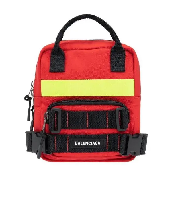 Balenciaga Xs Fire Logo Patch Backpack - Black
