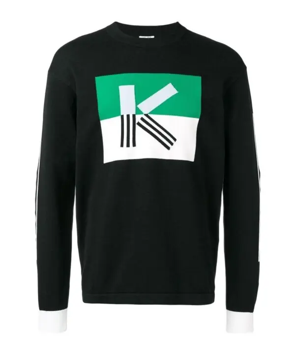 Kenzo Round Neck Pullover With Arm Letter Pattern - Black