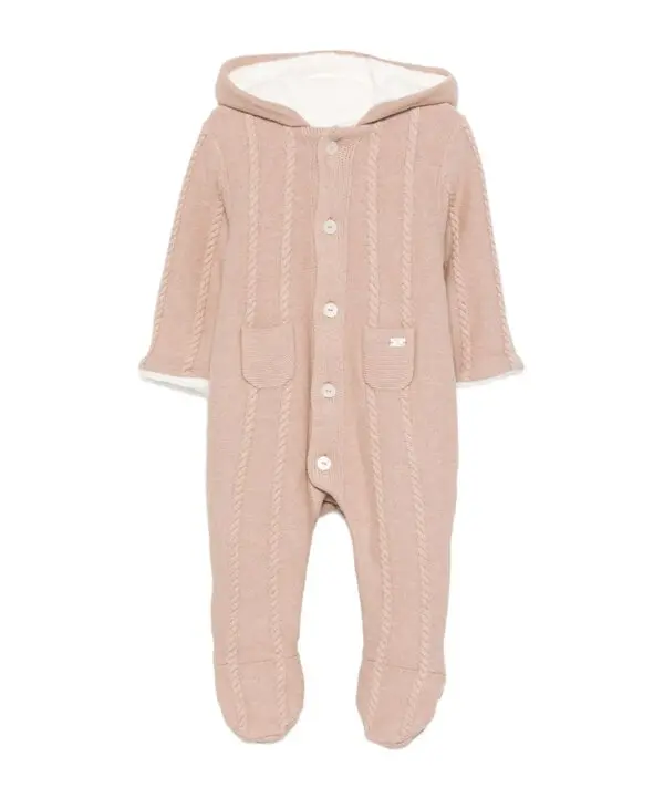 TARTINE ET CHOCOLAT Long-sleeved Footed Jumpsuit With Hood - Nude