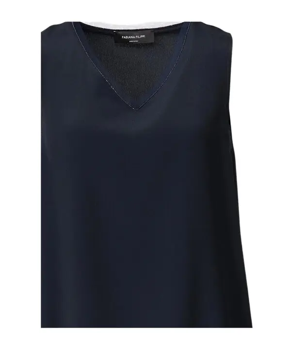 Fabiana Filippi Crepe De Chine V-neck Tank Top - Blue
