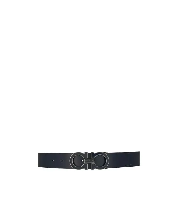 FERRAGAMO Gancini Buckled Belt - Midnight Blue/black