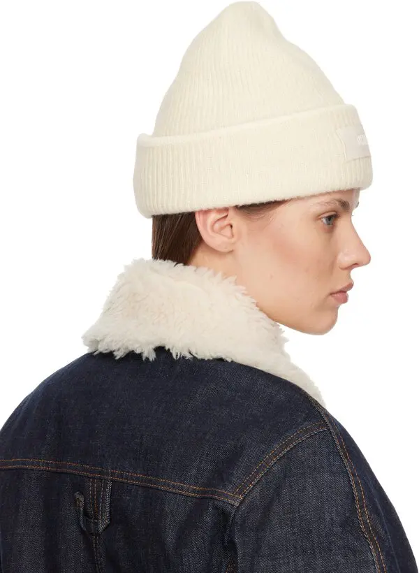 Jacquemus Gros Grain Logo Patch Beanie - Off White