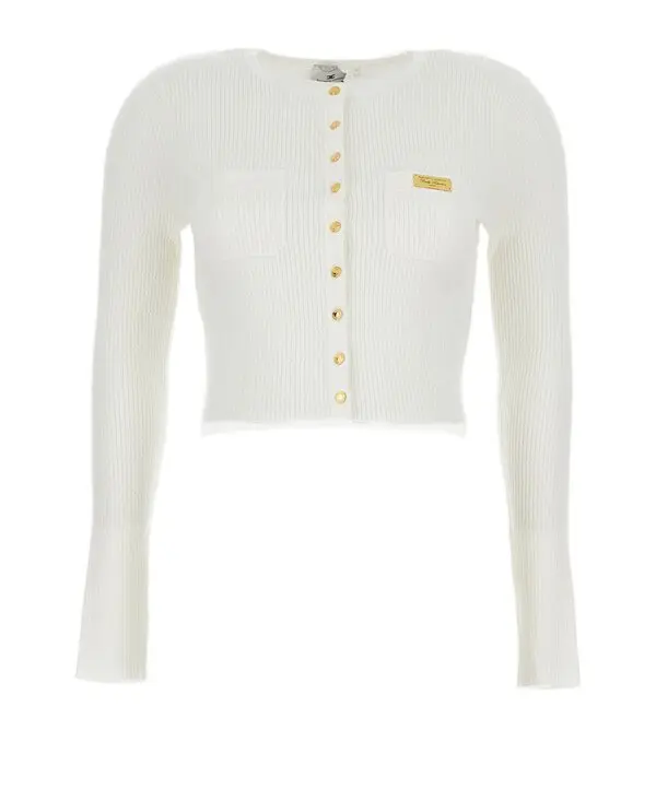 Elisabetta Franchi Micro-braided Knit Cardigan - White
