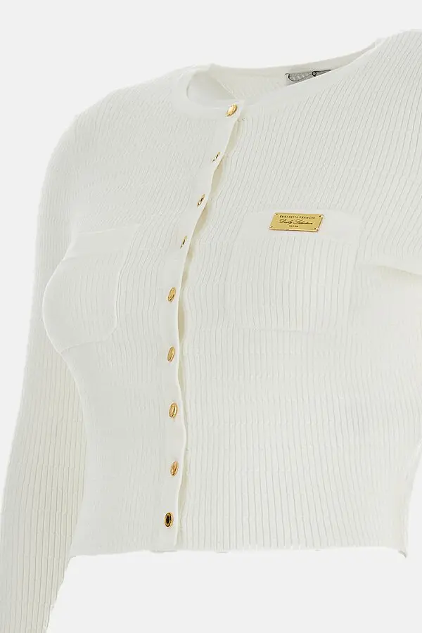 Elisabetta Franchi Micro-braided Knit Cardigan - White