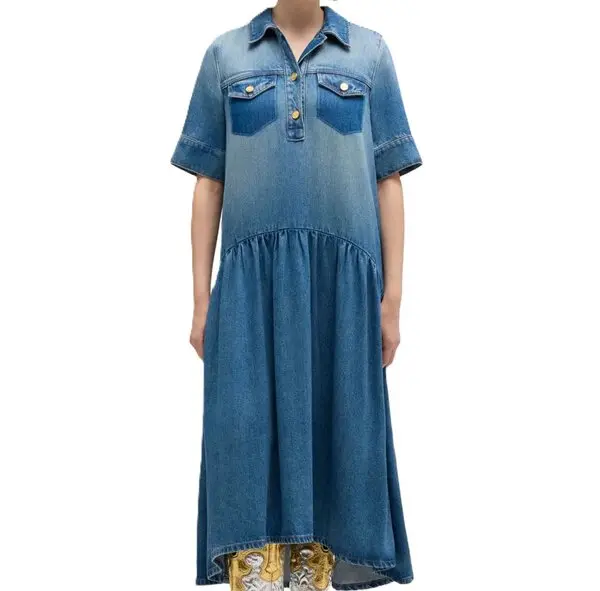 GANNI Light Washed Denim Shirt Dress