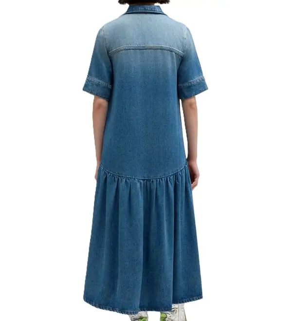 GANNI Light Washed Denim Shirt Dress