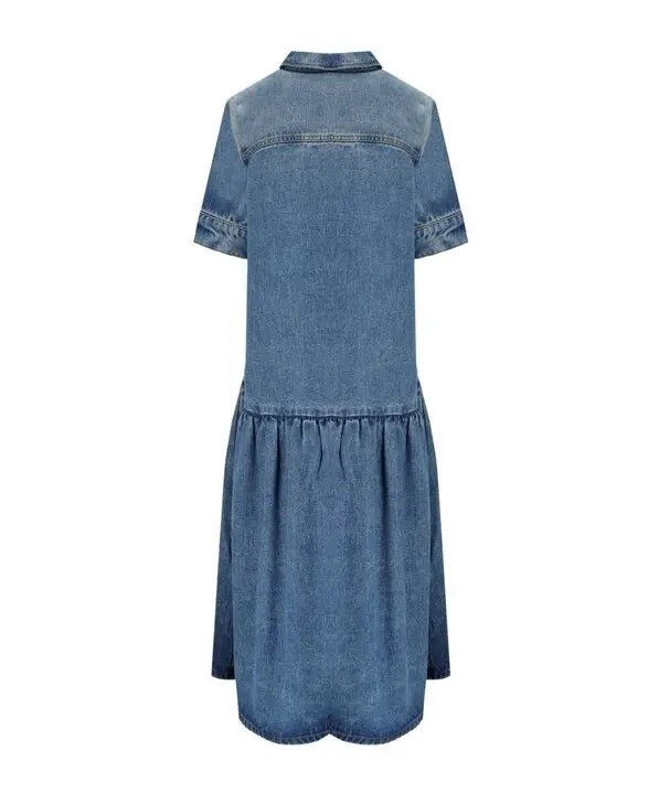 GANNI Light Washed Denim Shirt Dress
