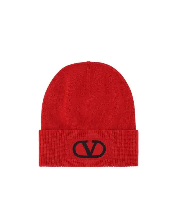 Valentino Garavani Vlogo Signature Wool Beanie - Red