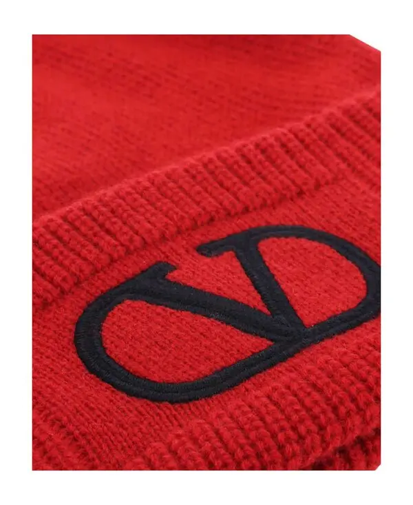 Valentino Garavani Vlogo Signature Wool Beanie - Red