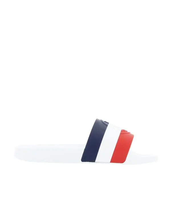 Moncler Logo-embossed Striped Slides - White