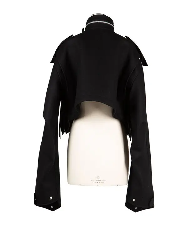 Sacai Long Sleeve Cropped Casual Jacket With Chalk Stripes
