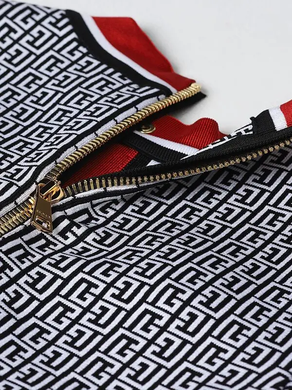 Balmain Jacquard Monogrammed Cropped Top With Lion Head Buttons