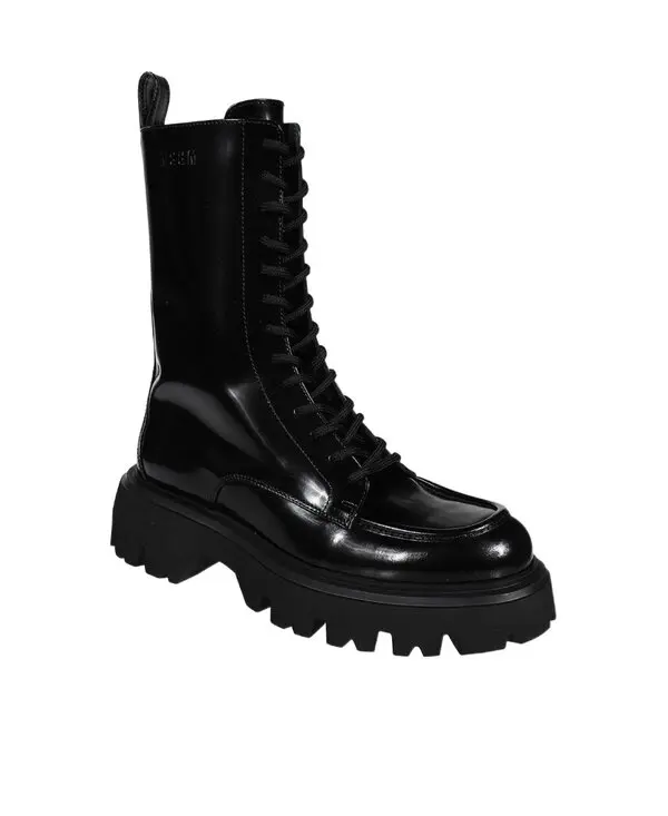 MSGM Round Toe Lace Up Ankle Boots