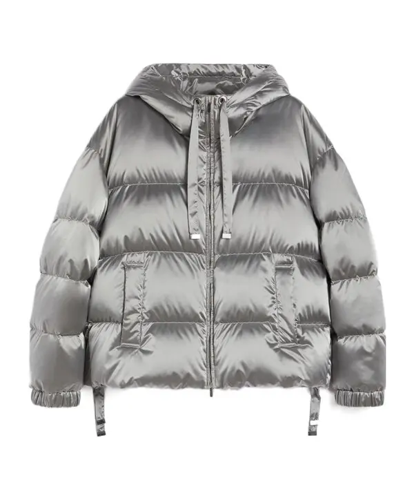Max Mara Padded Satin Puffer Jacket - Medium Gray