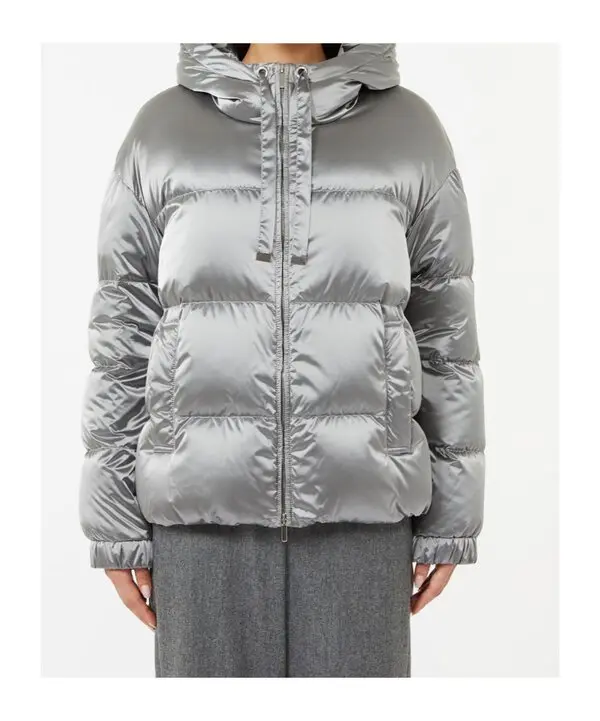 Max Mara Padded Satin Puffer Jacket - Medium Gray
