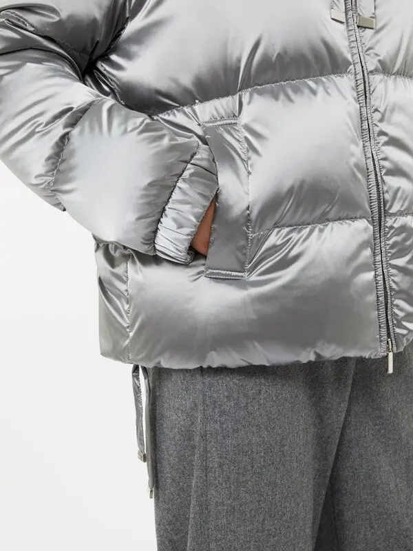 Max Mara Padded Satin Puffer Jacket - Medium Gray